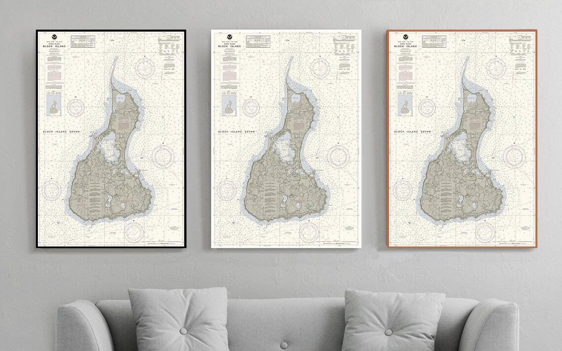 Block Island Nautical Chart - Etsy