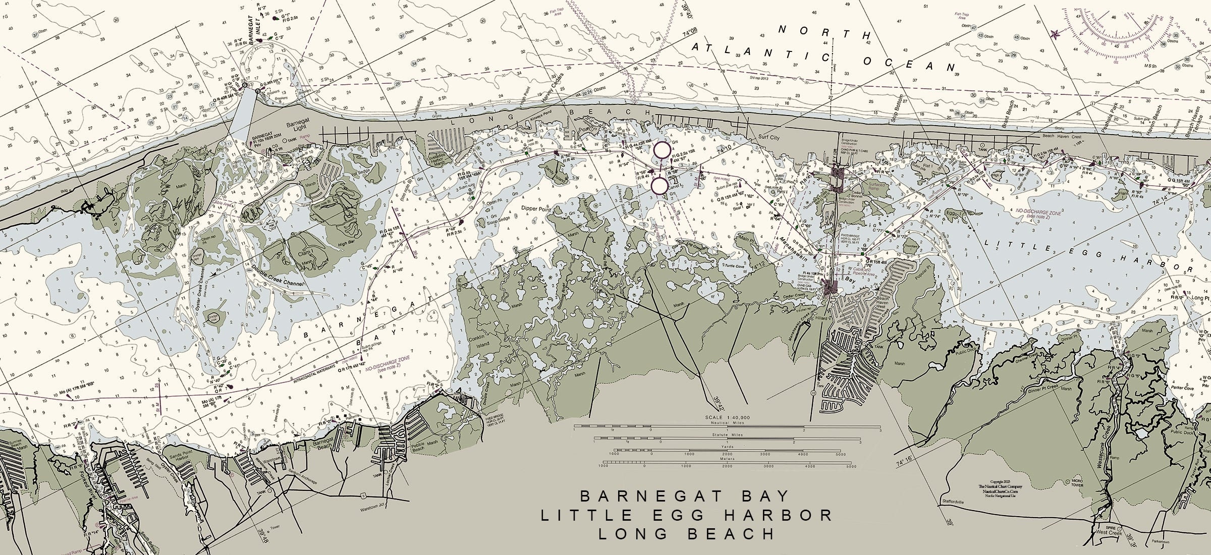 Long Beach, Little Egg Inlet, Barnegat Bay Nautical Chart - Etsy