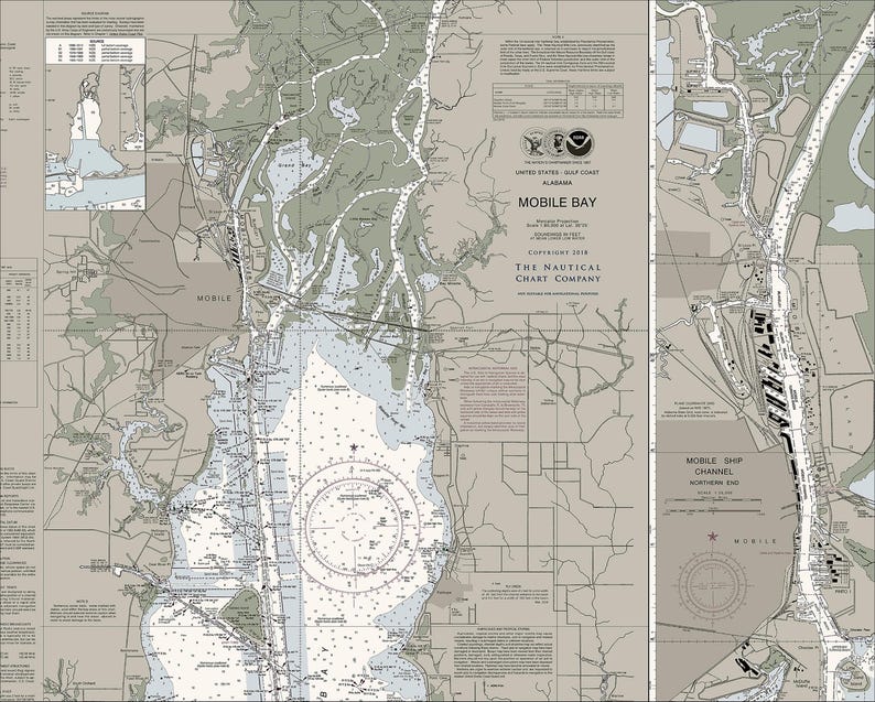 Mobile Bay Nautical Chart - Etsy