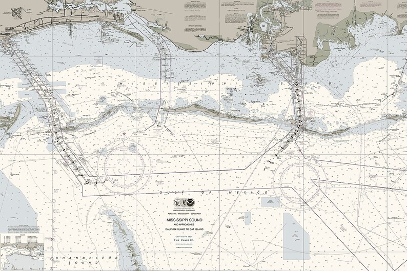 Mississippi Sound Nautical Chart - Etsy