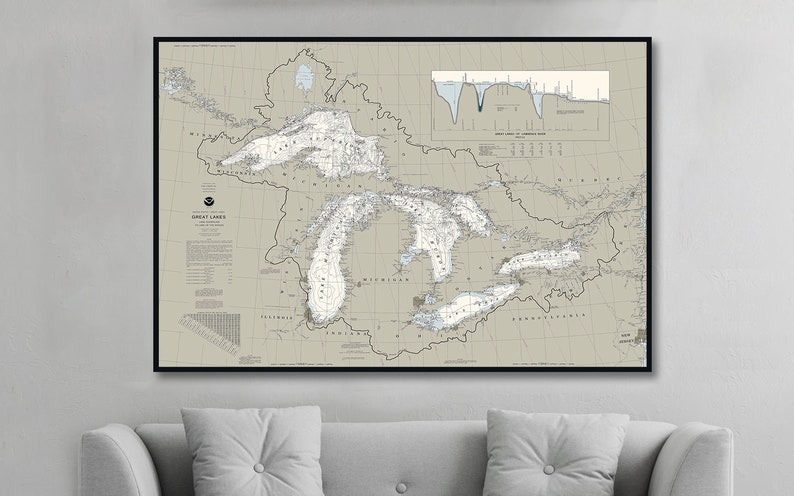 Great Lakes Nautical Chart - Etsy