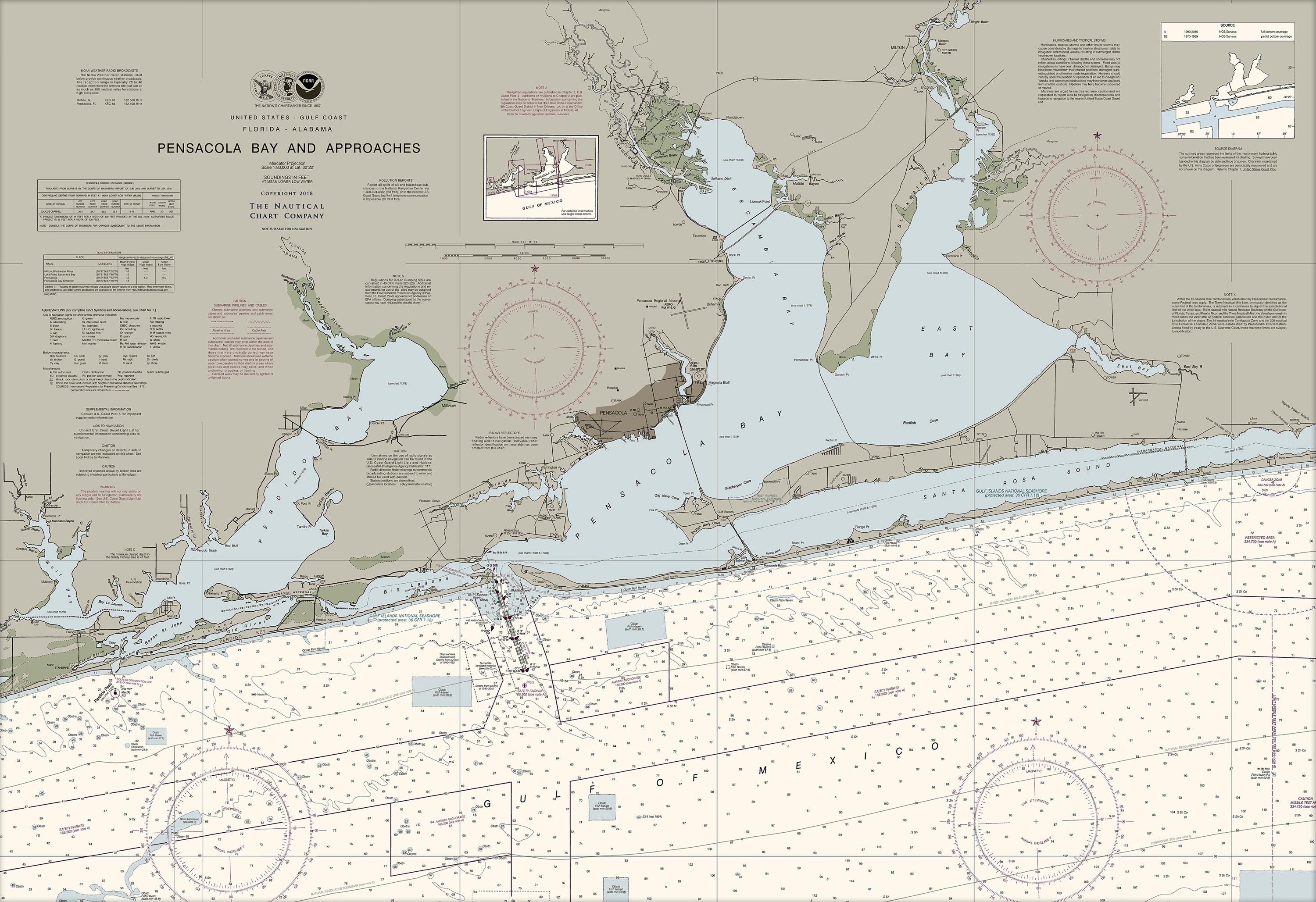 Pensacola Bay & Approaches Nautical Chart - Etsy