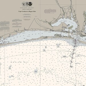 Cape Lookout to Bogue Inlet - Beaufort Nc - Nautical Chart - Etsy