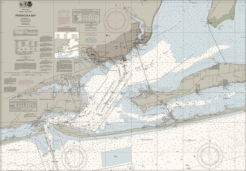 Pensacola Bay Nautical Chart - Etsy