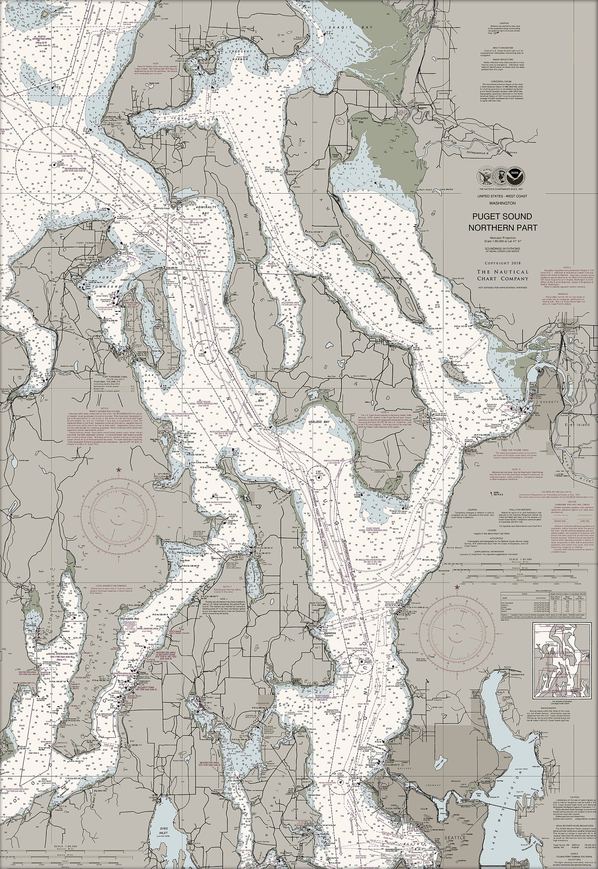 Puget Sound Northern Part Nautical Chart - Etsy