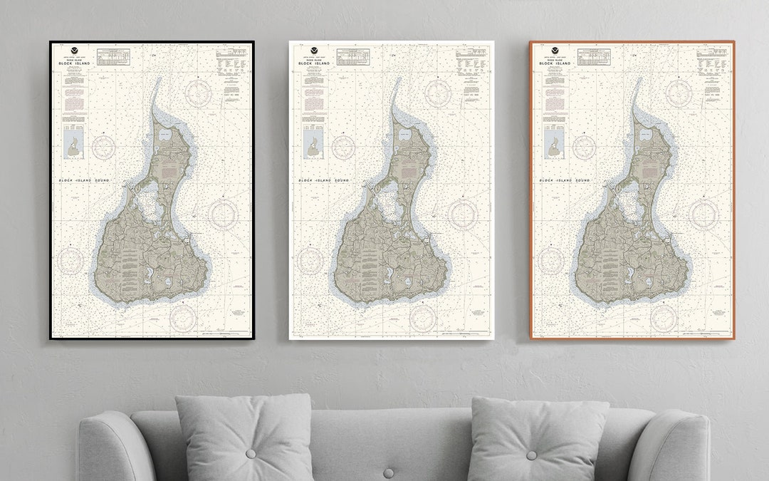 Block Island Nautical Chart - Etsy