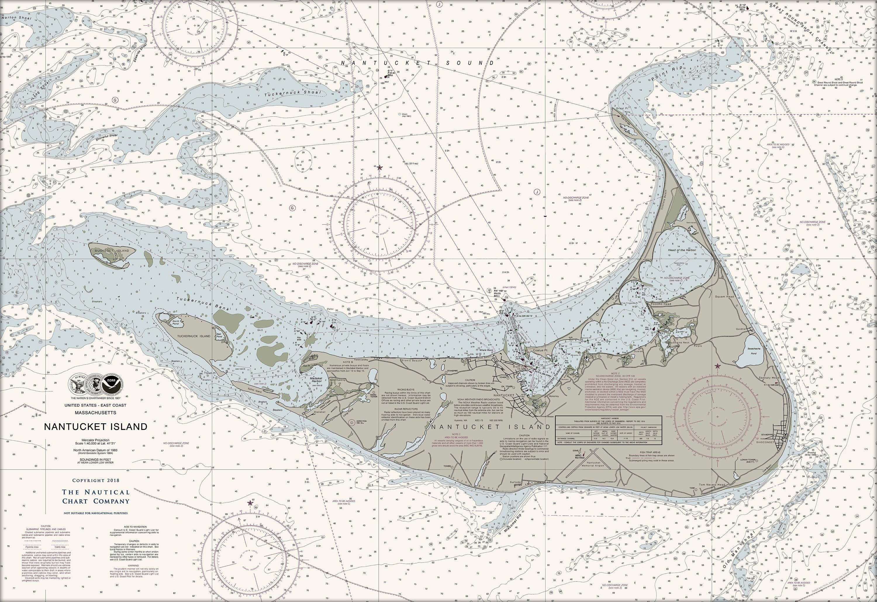 Nantucket Island Nautical Chart - Etsy