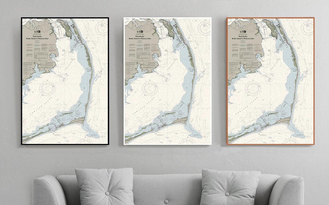 Outer Banks Bodie Island to Hatteras Inlet and Rodanthe Nautical Chart ...