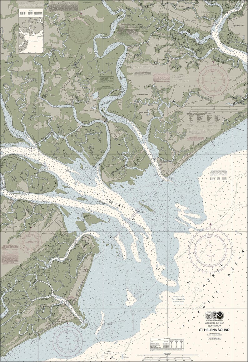 St Helena Sound Nautical Chart - Etsy