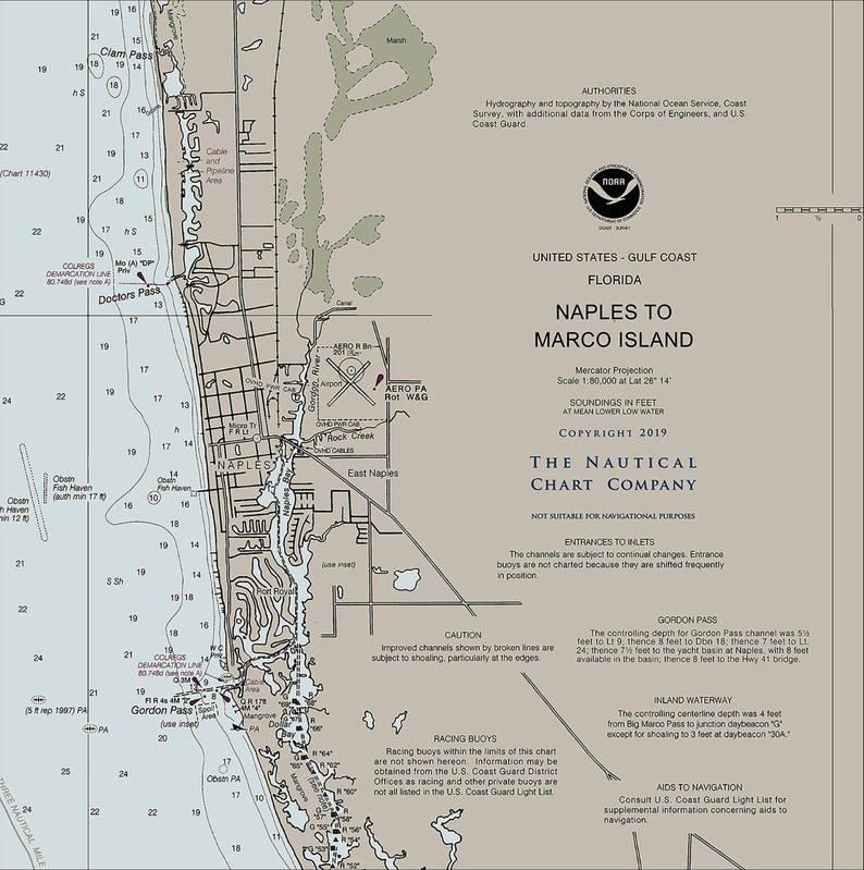 Naples to Marco Island Nautical Chart - Etsy