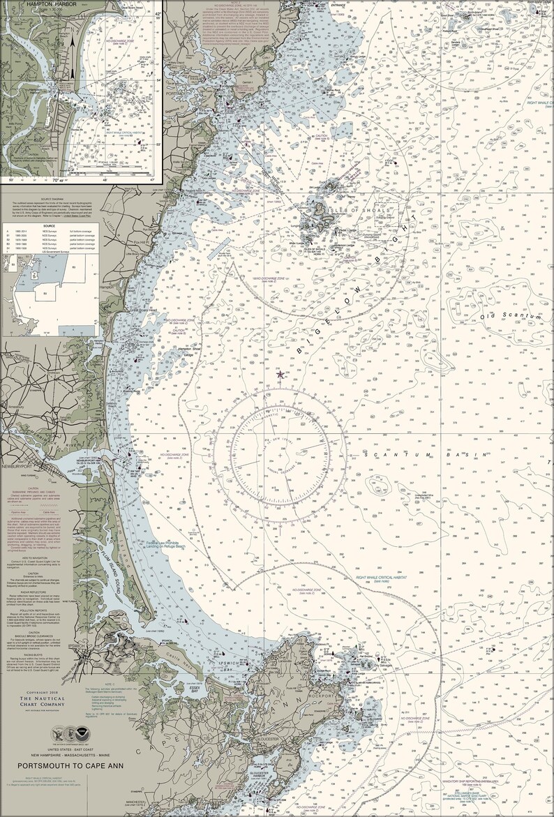 Portsmouth to Cape Ann Nautical Chart - Etsy