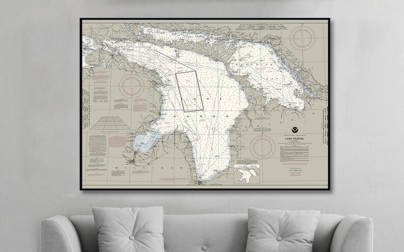 Lake Huron Nautical Chart - Etsy