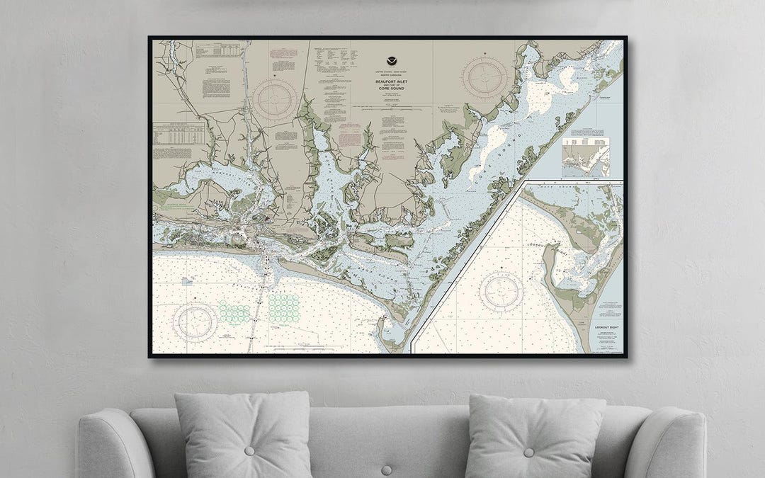 Beaufort Inlet and Part of Core Sound Nautical Chart Art - Etsy
