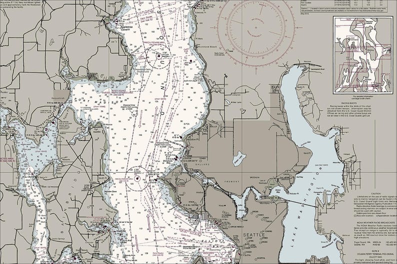 Puget Sound - Northern Part Nautical Chart - Etsy