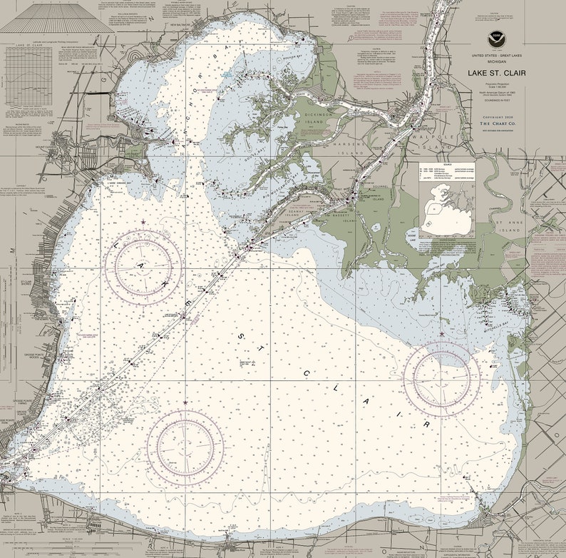 Lake St Clair Nautical Chart - Etsy