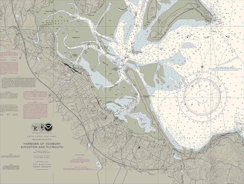 Plymouth, Kingston & Duxbury Nautical Chart - Etsy