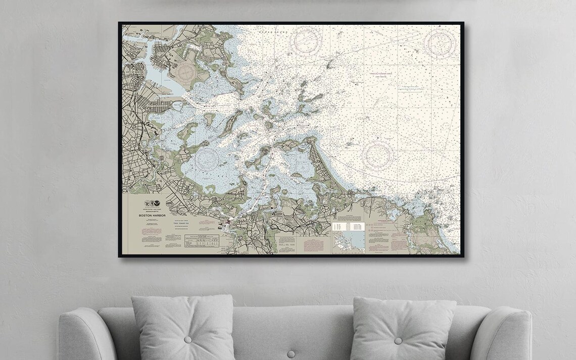 Boston Harbor Nautical Chart - Etsy