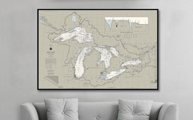 Great Lakes Nautical Chart - Etsy