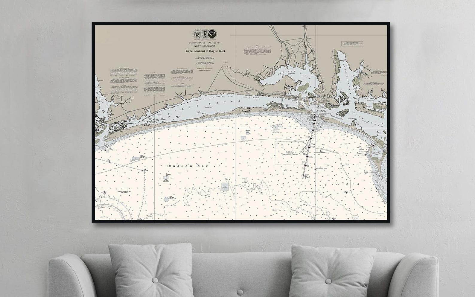 Cape Lookout to Bogue Inlet - Beaufort Nc - Nautical Chart - Etsy