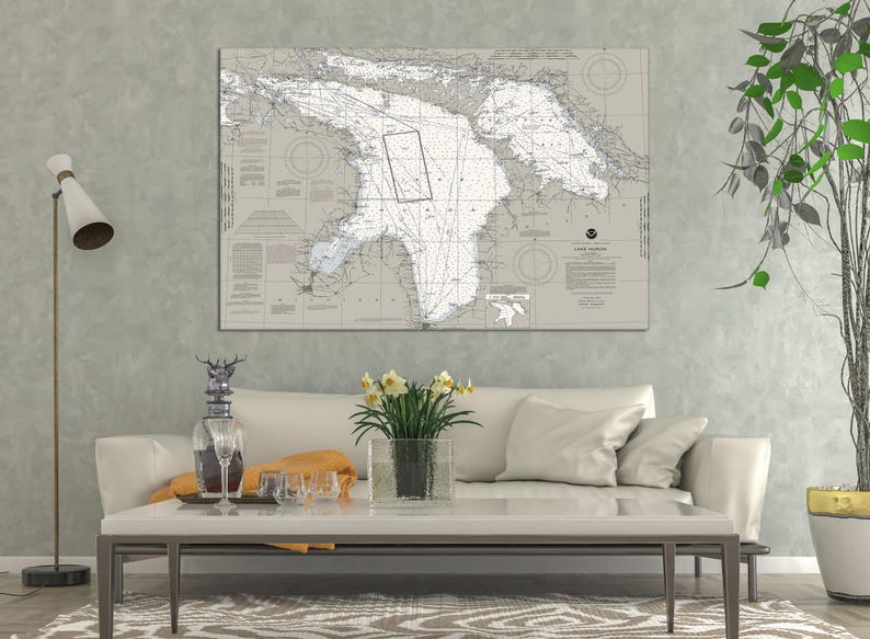 Lake Huron Nautical Chart - Etsy