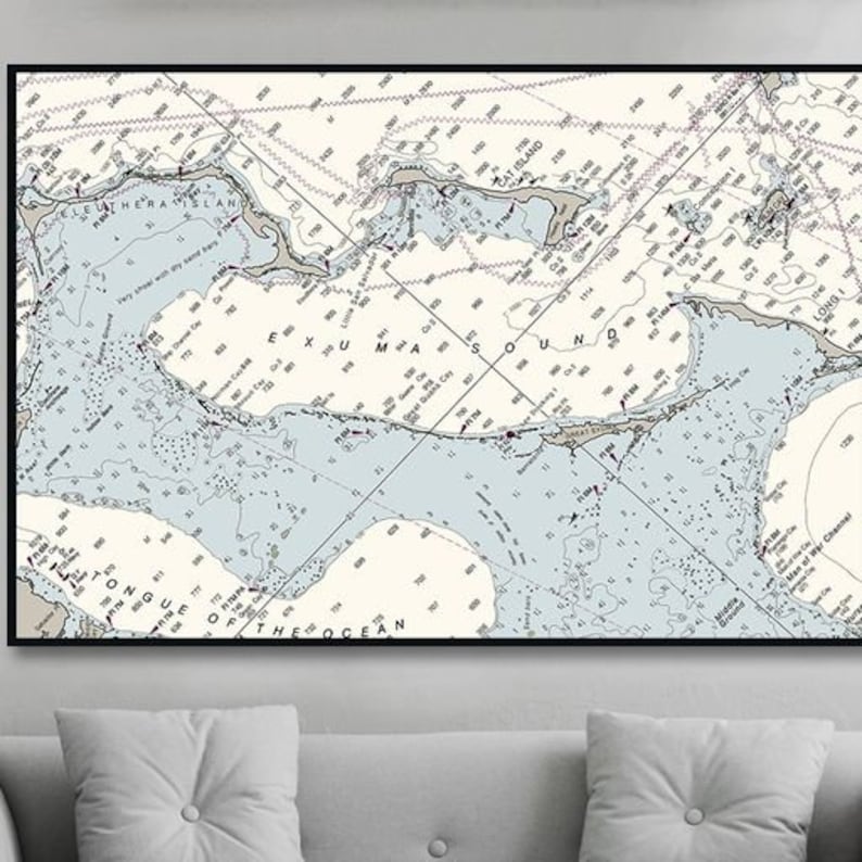 Exuma Sound Bahamas Nautical Chart - Etsy