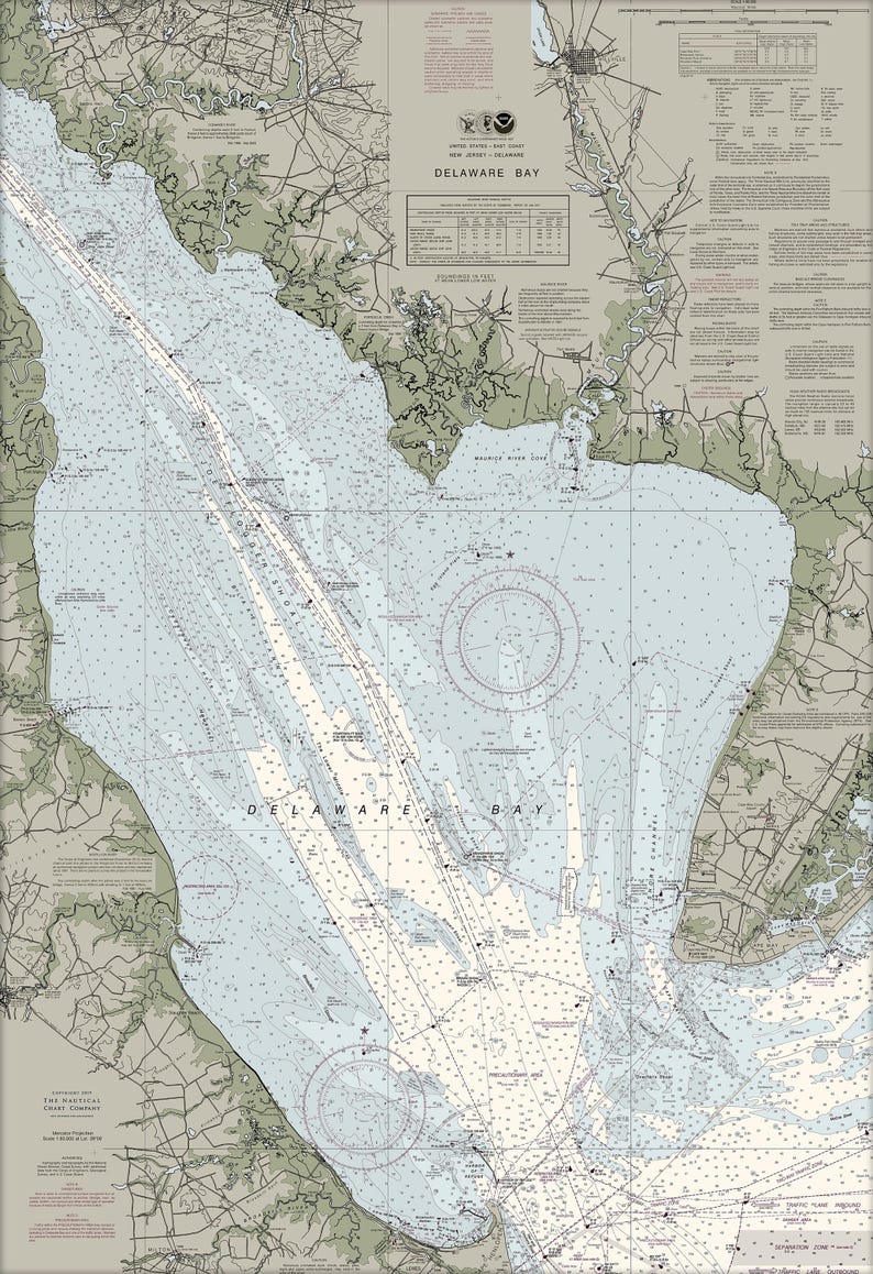 Delaware Bay Nautical Chart - Etsy