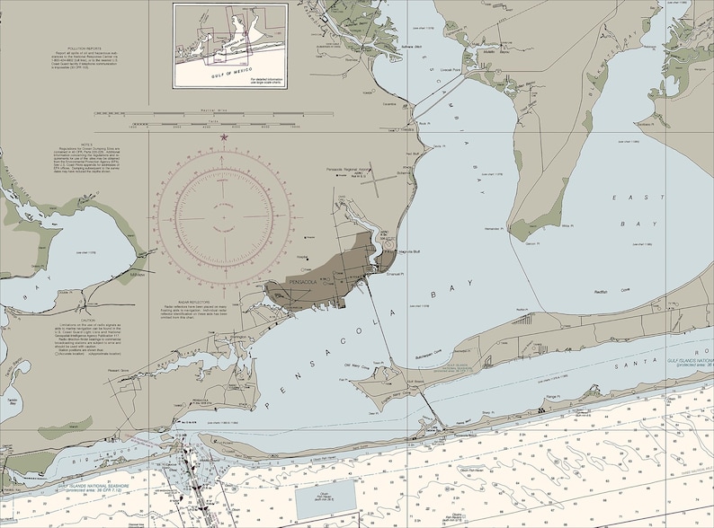 Pensacola Bay & Approaches Nautical Chart - Etsy