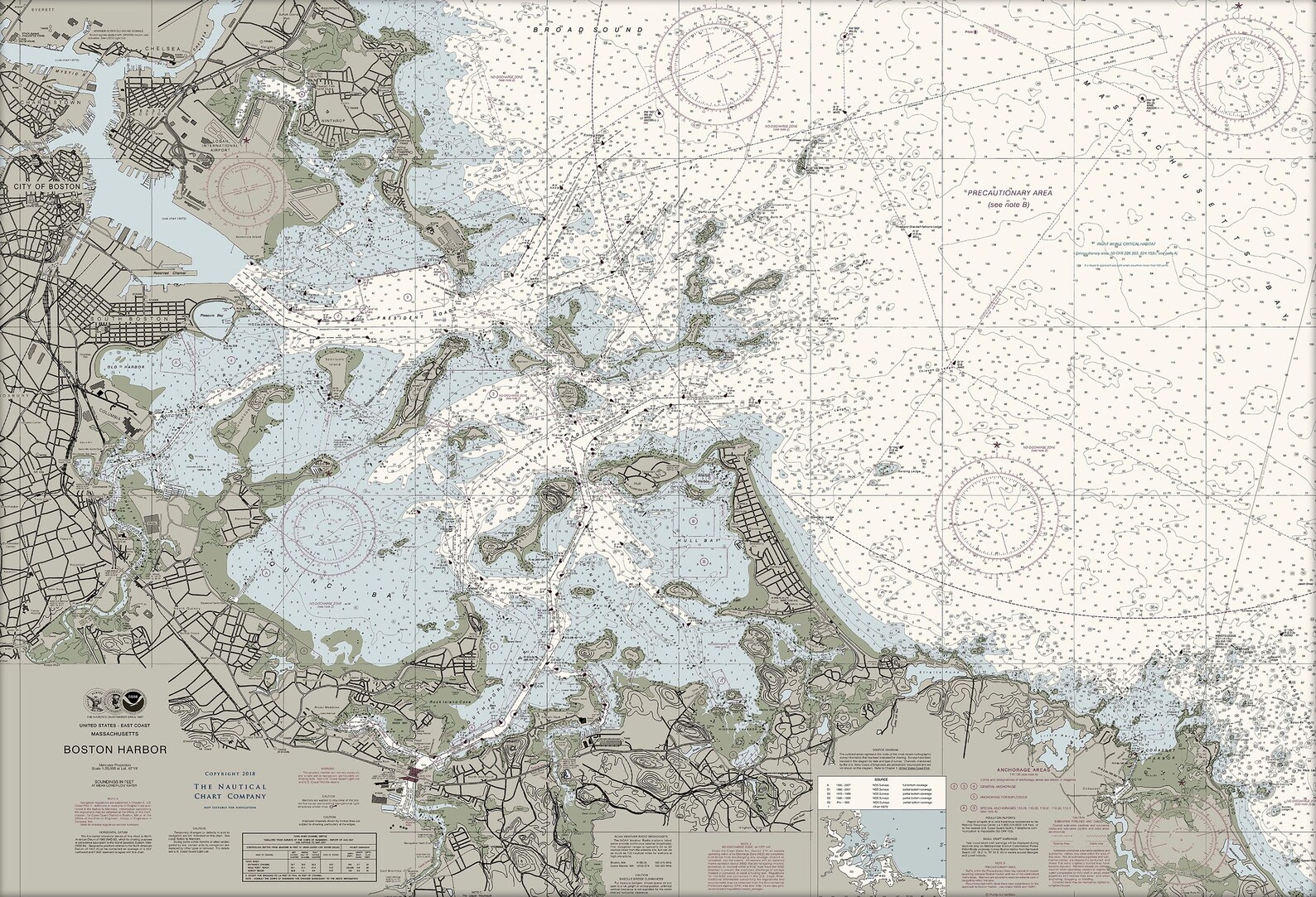 Boston Harbor Nautical Chart - Etsy