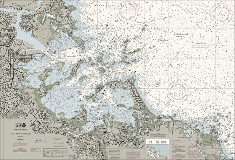 Boston Harbor Nautical Chart - Etsy