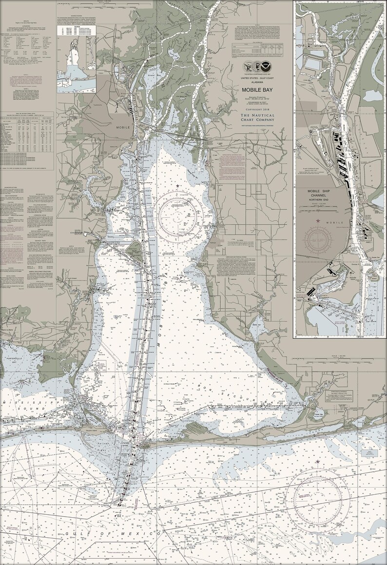 Mobile Bay Nautical Chart - Etsy