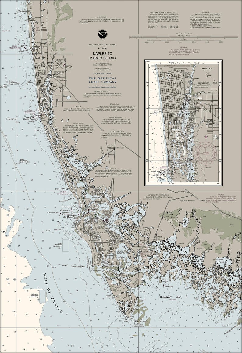 Naples to Marco Island Nautical Chart - Etsy