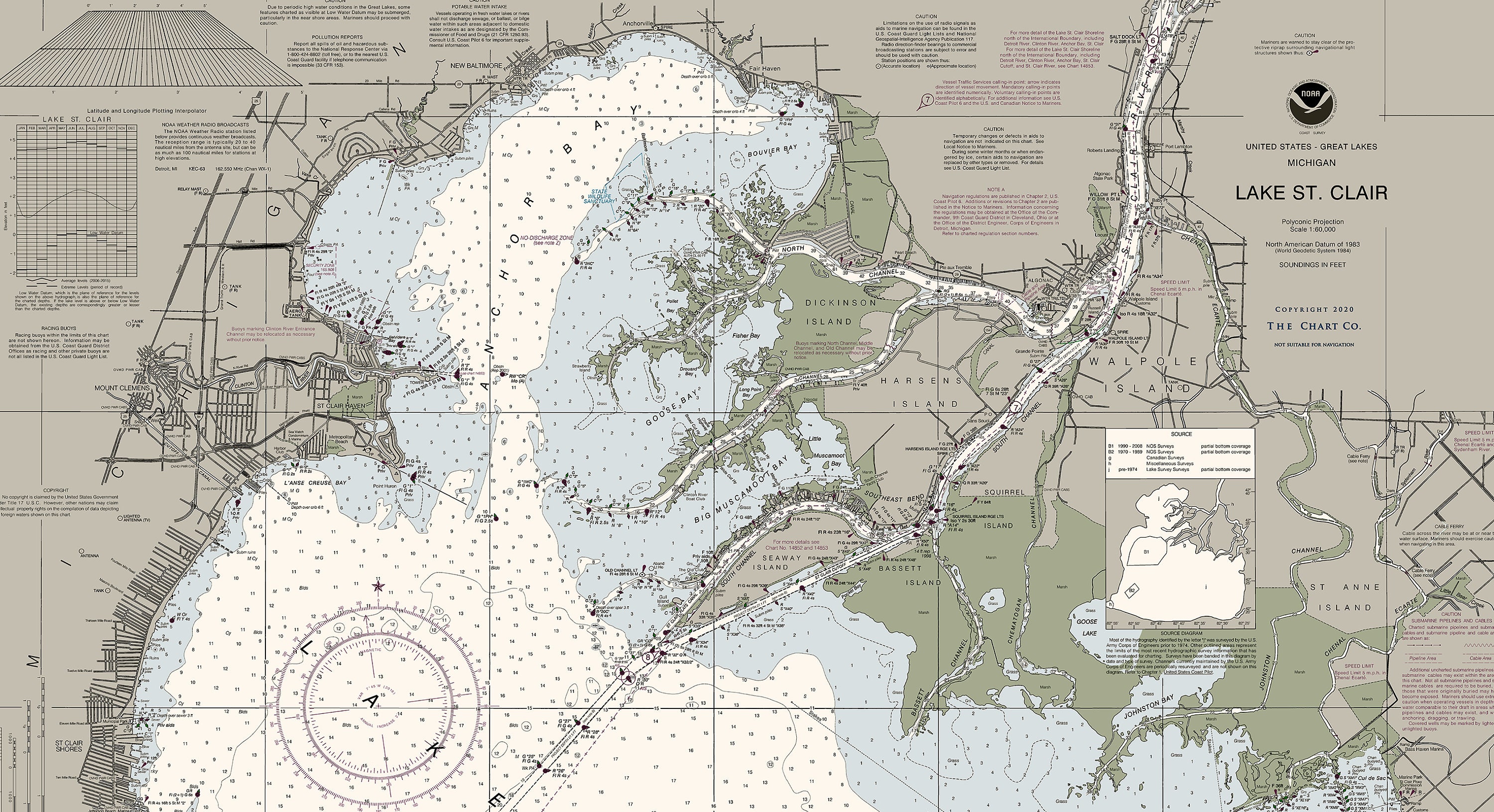 Lake St Clair Nautical Chart - Etsy