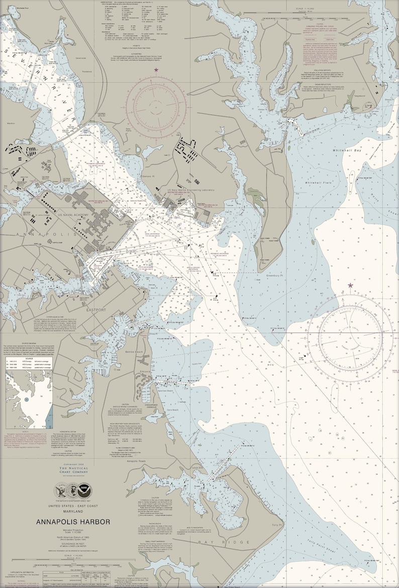 Annapolis Harbor Nautical Chart - Etsy