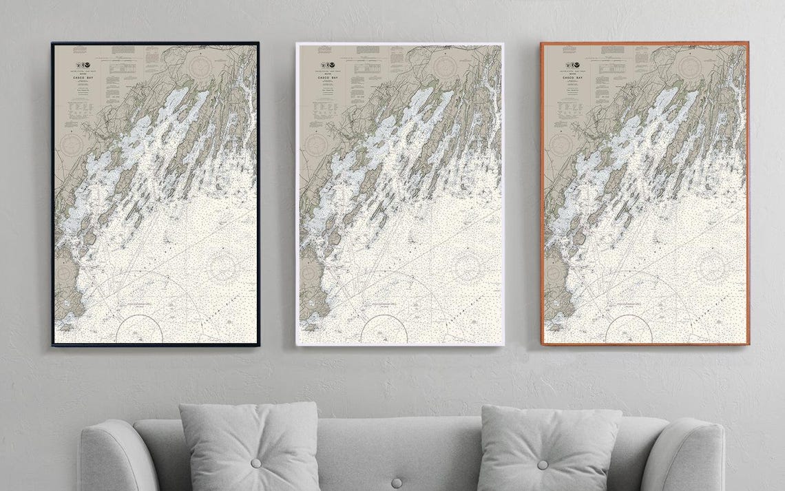 Casco Bay, Me Nautical Chart - Etsy