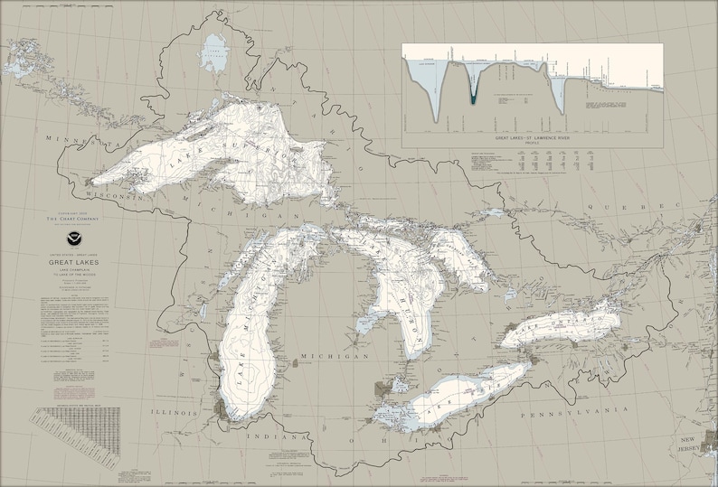 Great Lakes Nautical Chart - Etsy