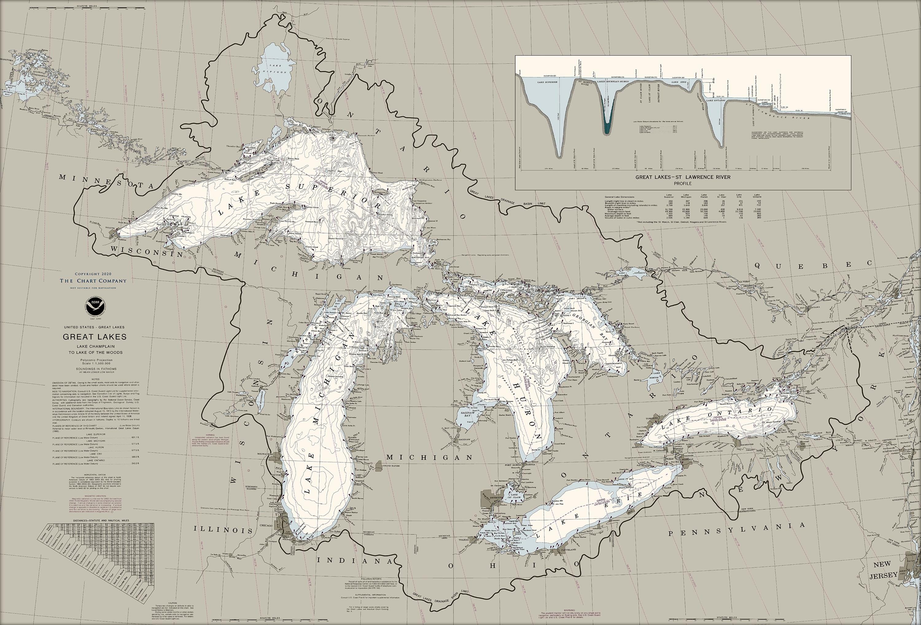 Great Lakes Nautical Chart - Etsy