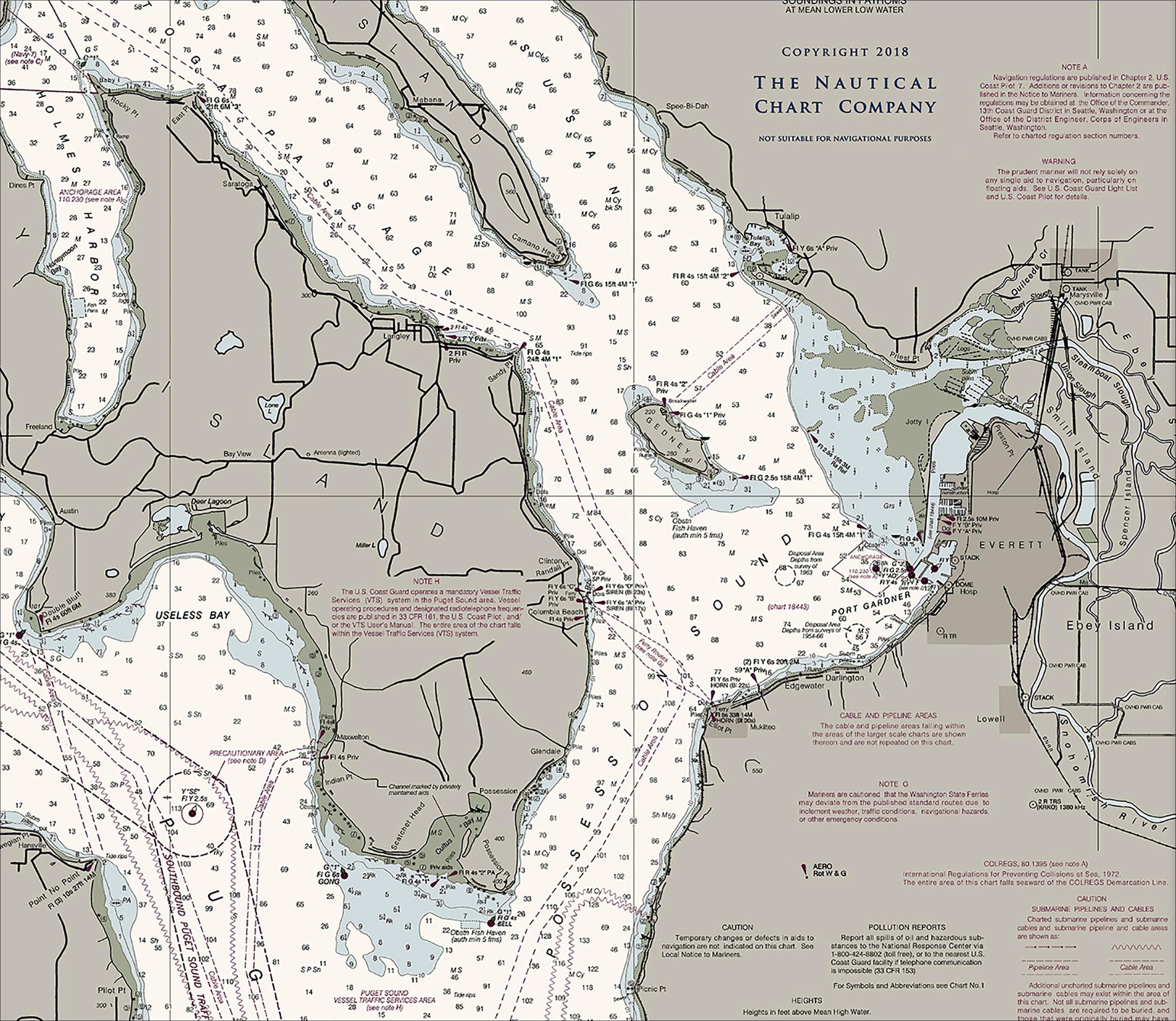 Puget Sound - Northern Part Nautical Chart - Etsy