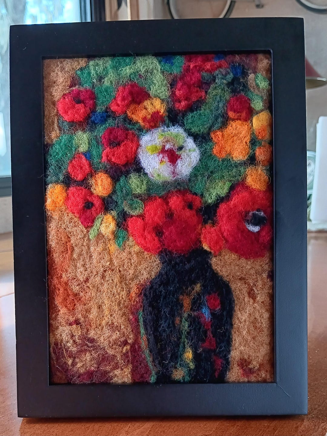 Needle Felted Art, Wool Painting, Fiber Art, Flower Art, Unique Gift ...