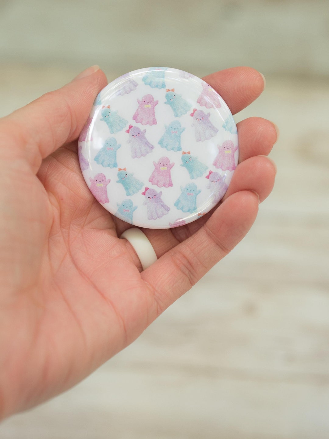 Dainty Ghost 2.25" Pocket Mirror - Spooky Fun Makeup Mirror - Tiny ...