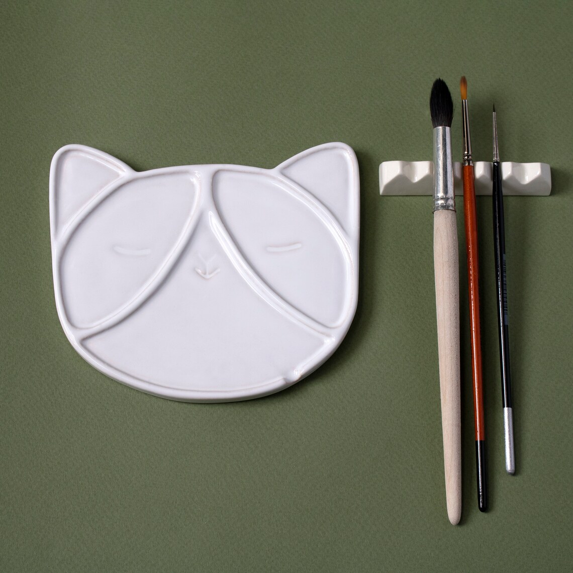 Ceramic cute palette Cat for watercolors | Etsy