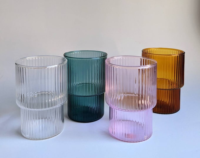 Set of Two - Art Deco Minimalist Colorful Lightweight Stackable ...