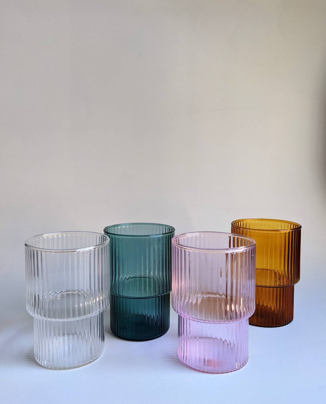 Set of Two - Art Deco Minimalist Colorful Lightweight Stackable ...