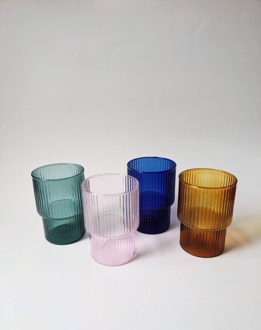 Set of Two - Art Deco Minimalist Colorful Lightweight Stackable ...