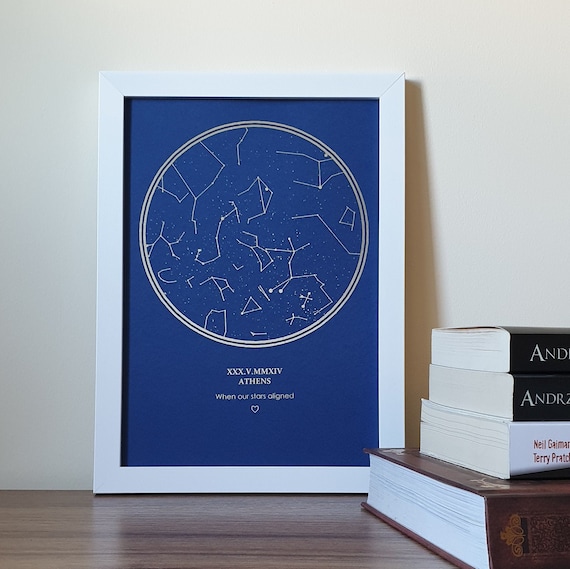 A4 Custom Foil Star Map Print of Any Location Any Date | Etsy