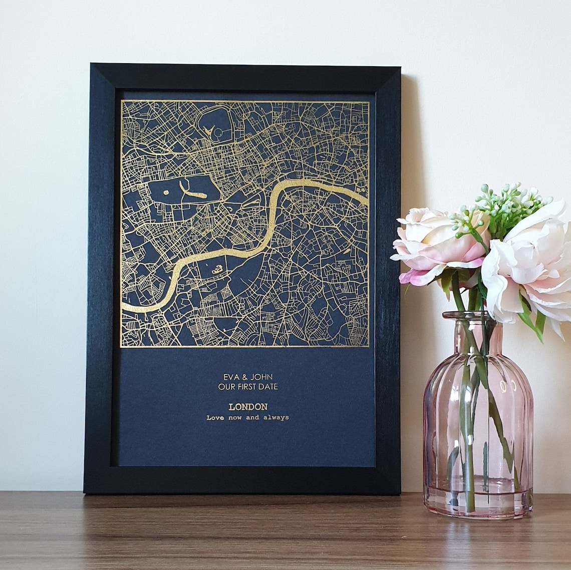 A4 Custom Foil Map Print of Any Location Personalised Copper | Etsy