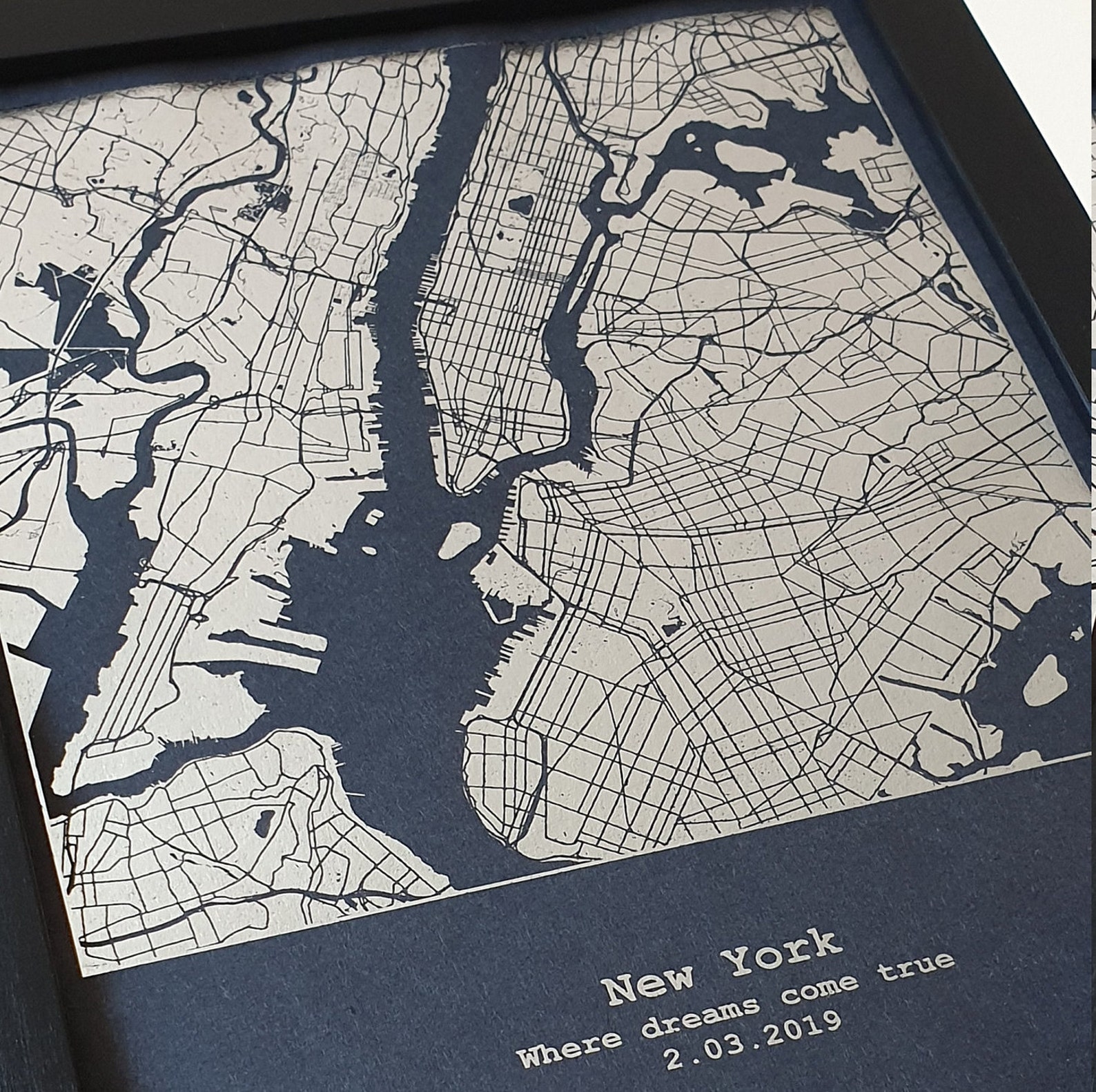 A4 Custom Foil Map Print of Any Location, Personalised Copper, Gold ...