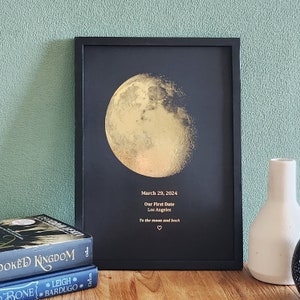 A4 Custom Foil Moon Phase Print by Date, Personalised Copper, Gold or ...