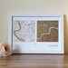 A4 Any Two Locations Metallic Map Print, Custom Multi Location Foil Map ...