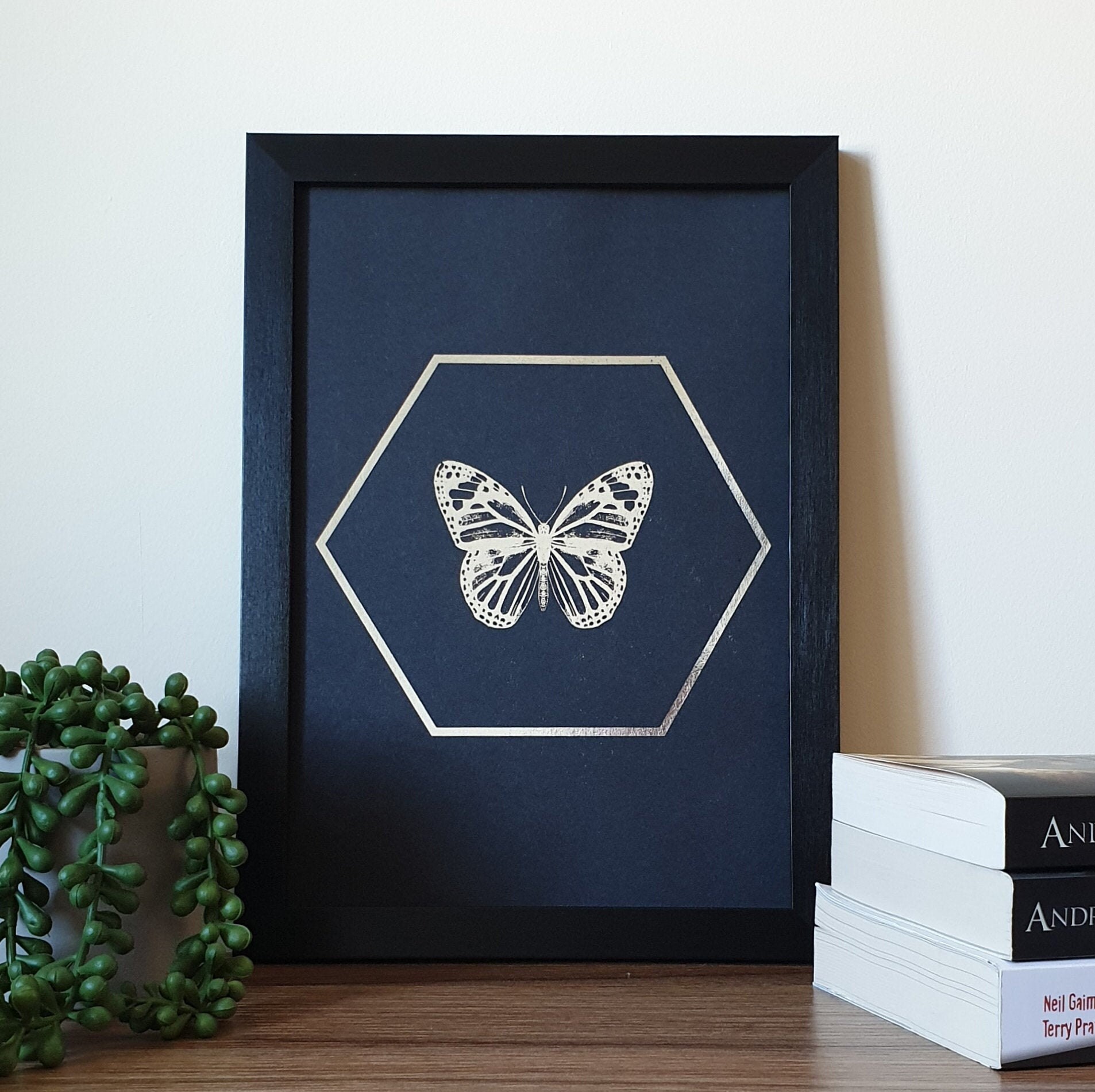 A4 Metallic Foil Butterfly Wall Art Boho Print in Copper | Etsy