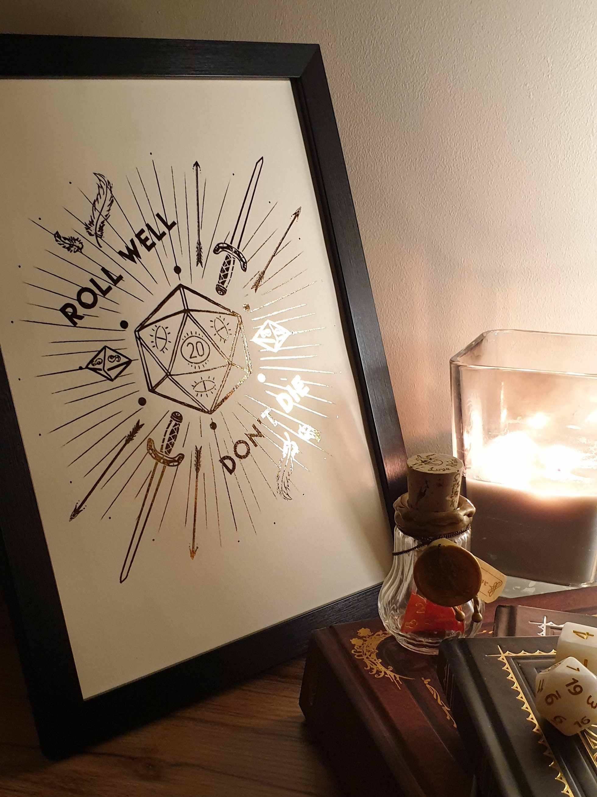 A4 Metallic Foil Dnd Roll Well Don't Die Dice Wall Art - Etsy